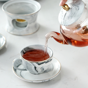Glass Tea Set with Marble Pattern